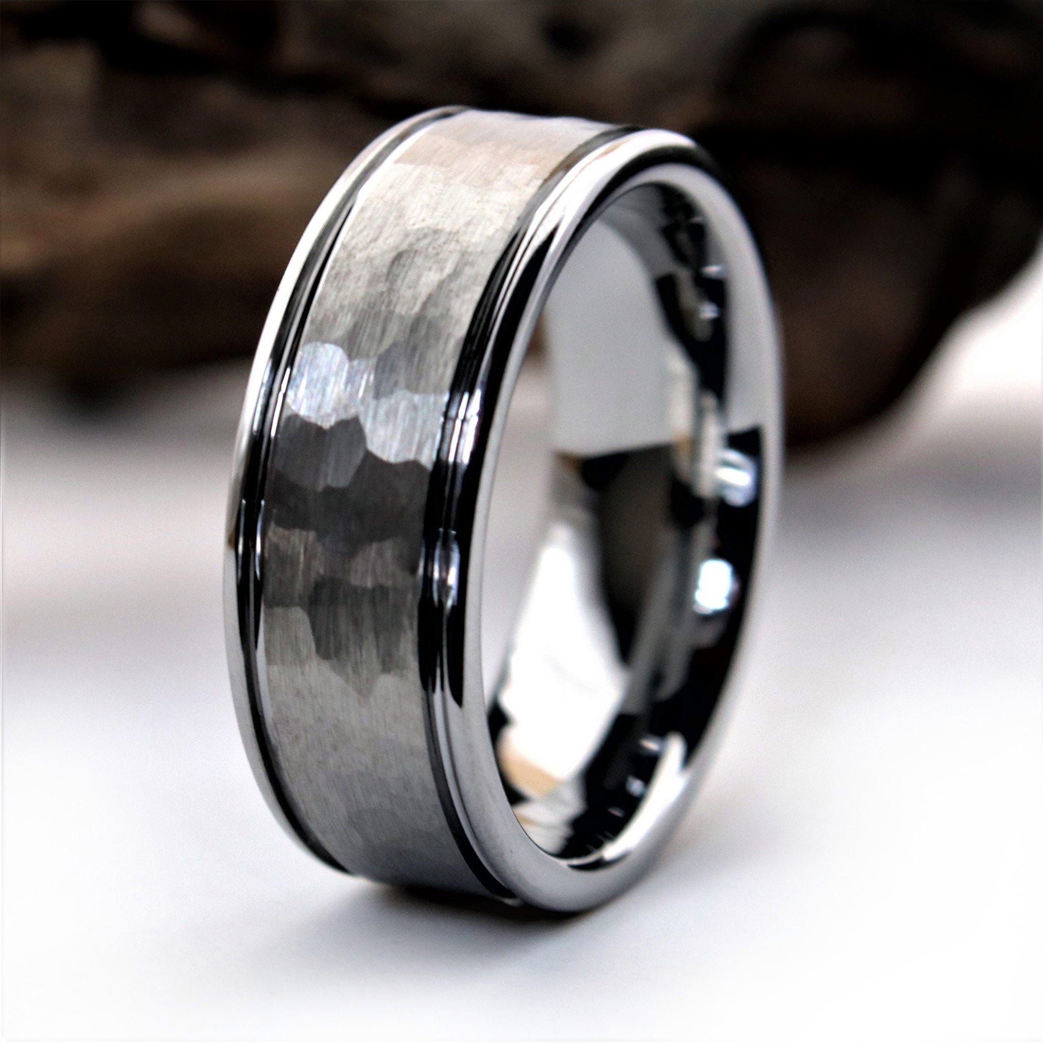 The Atlas | Hammered Tungsten Ring, Silver Ring | Thorum