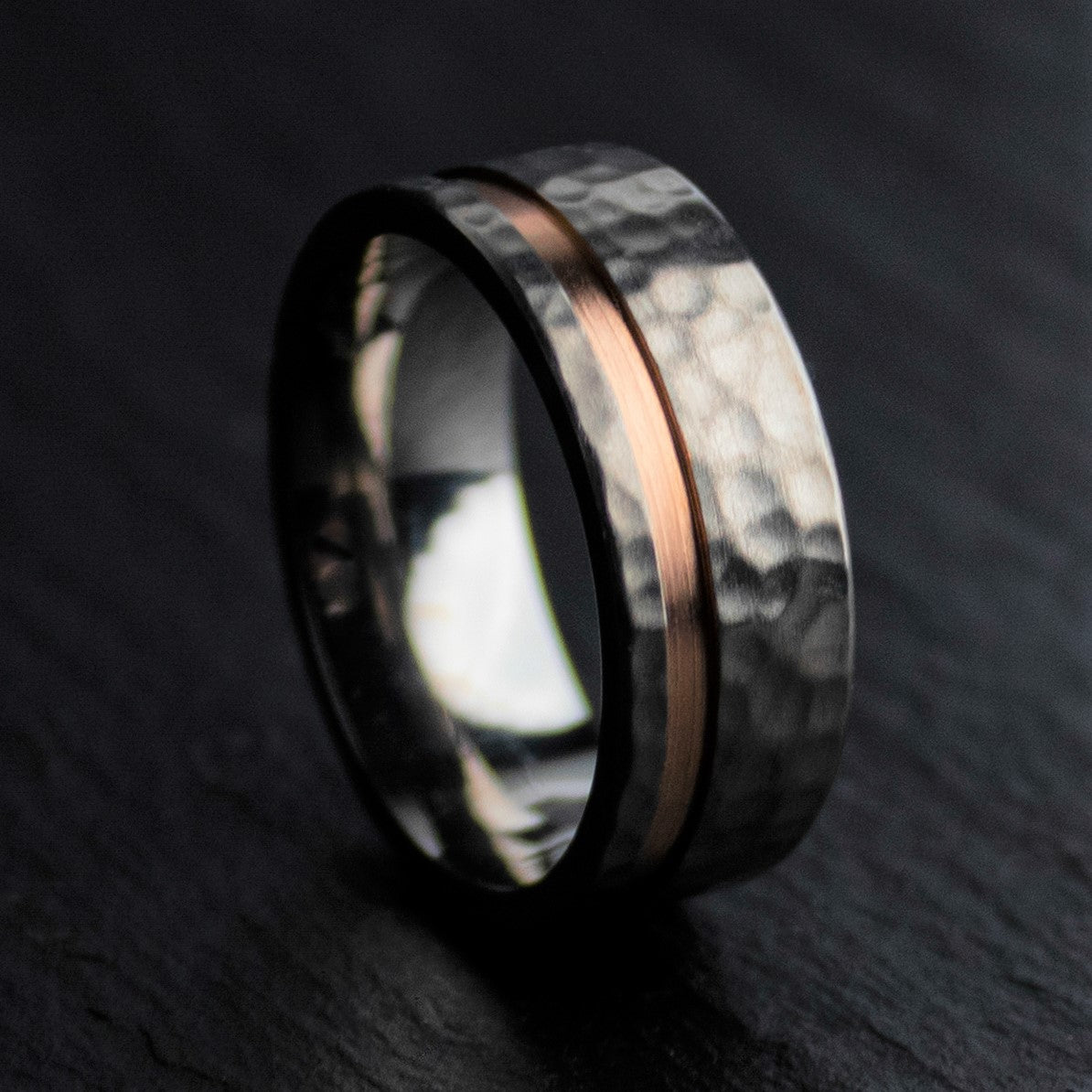 The Ovation | Hammered Titanium & Rose Gold Ring | Thorum