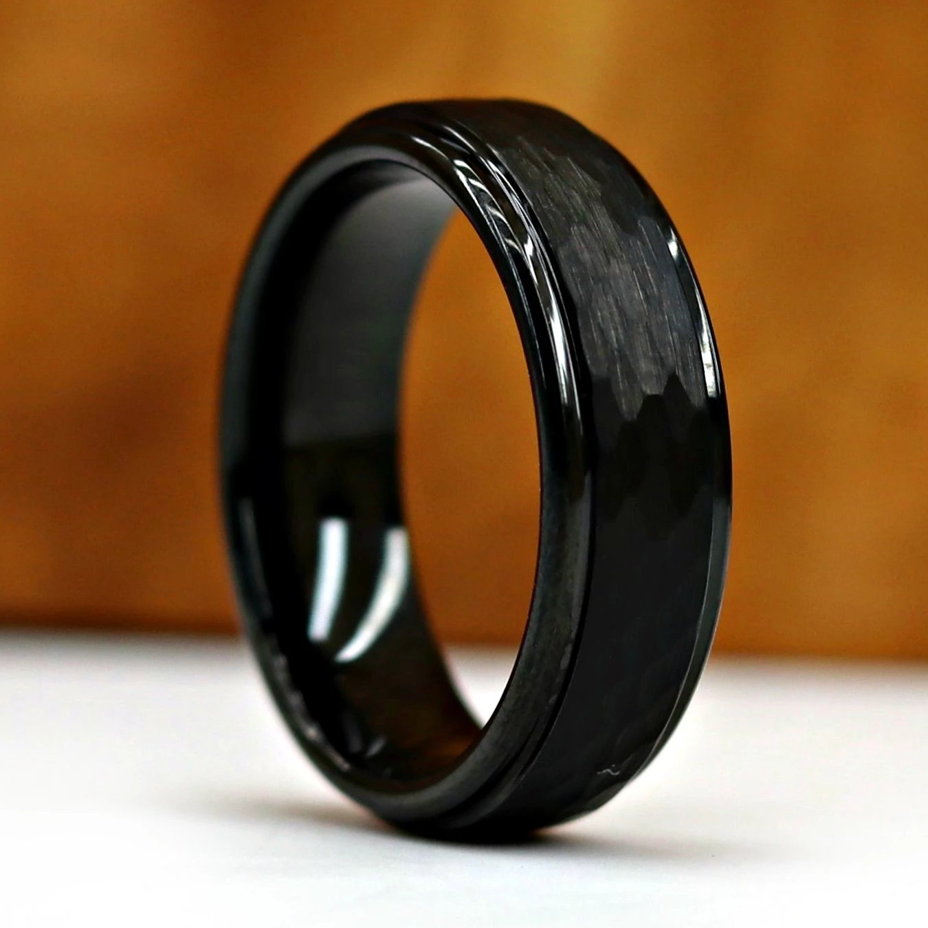The Obscura | Hammered Black Tungsten Ring | Thorum